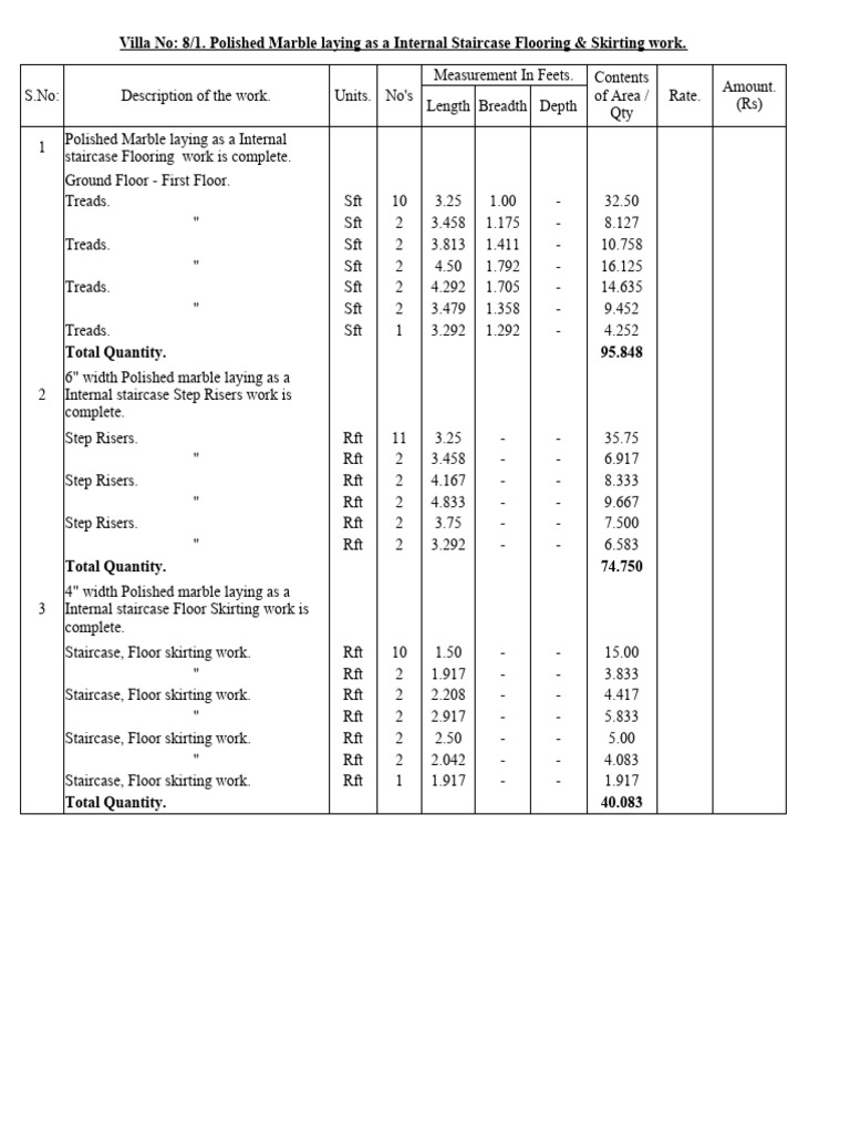 Villa No 8-1. Internal Staircase Polished Marble Flooring & Skirting ...