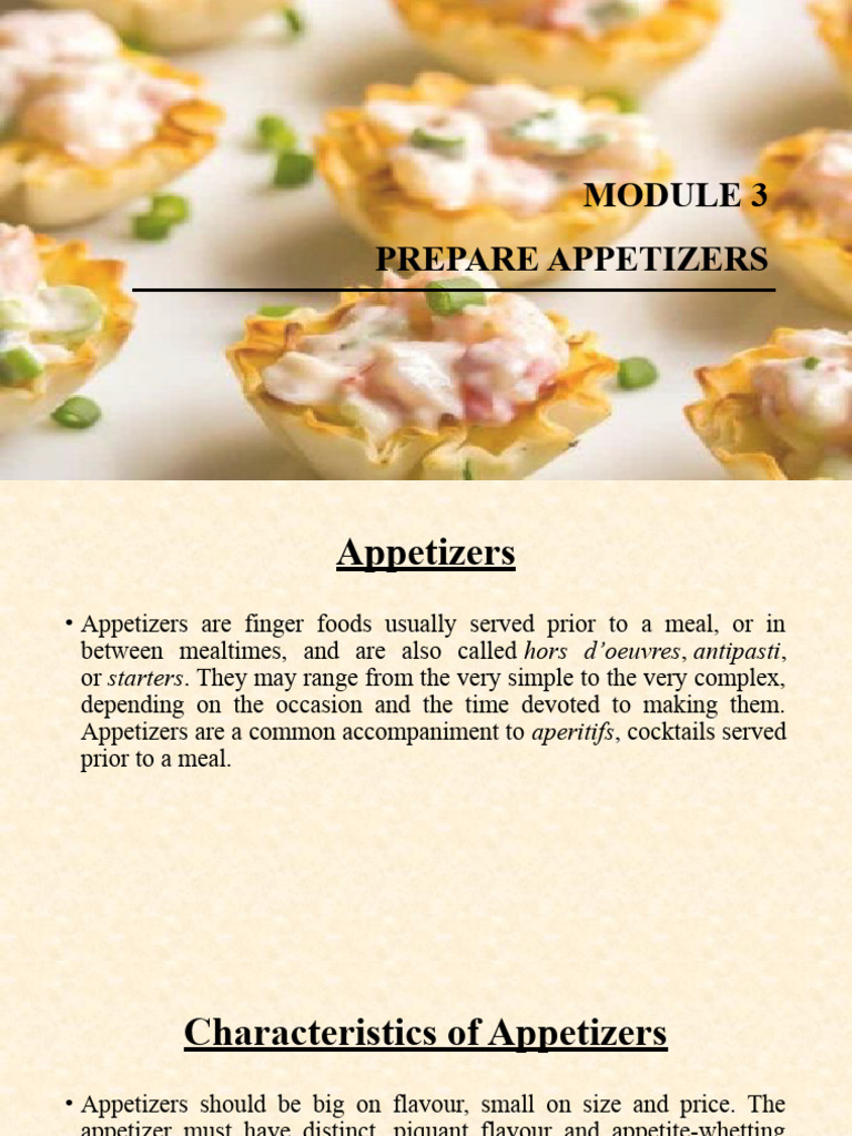 MODULE-3-APPETIZERS | PDF | Hors D'oeuvre | Pickling