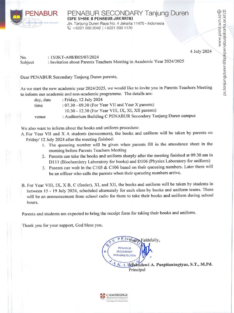 A. Letter For PTM 12 July 2024 | PDF