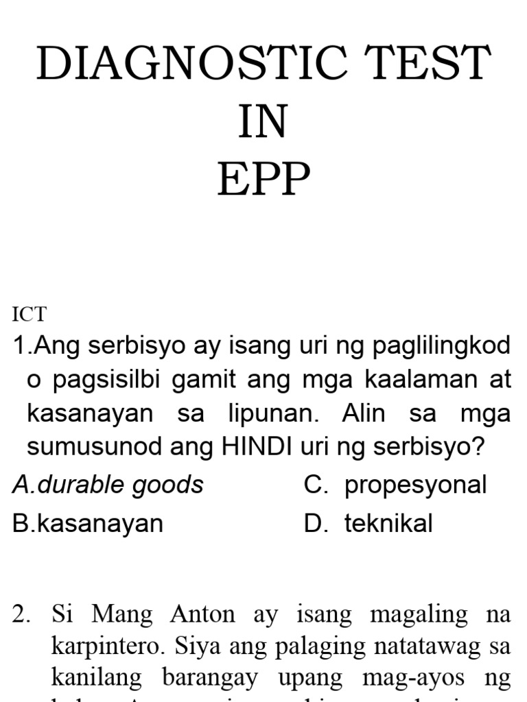 Diagnostic Test IN EPP | PDF