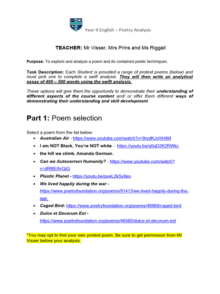 9 English Poetry SWIFT Assessment | PDF | Poetry | Human Communication