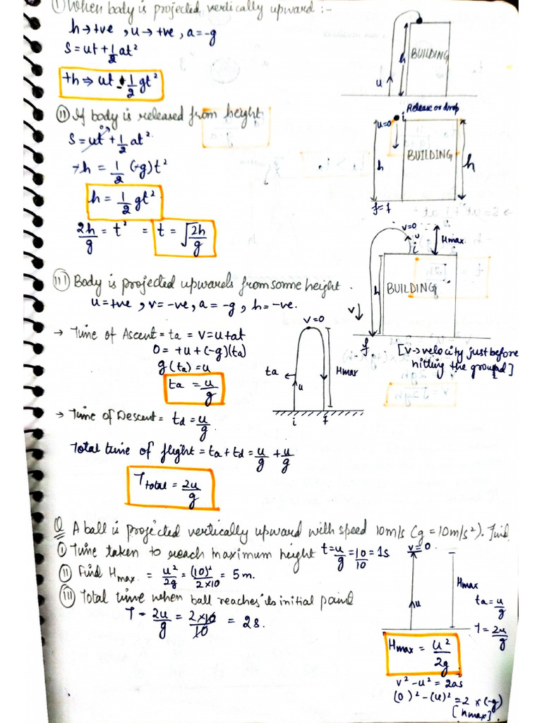 Motion Under Gravity Class 11 | PDF