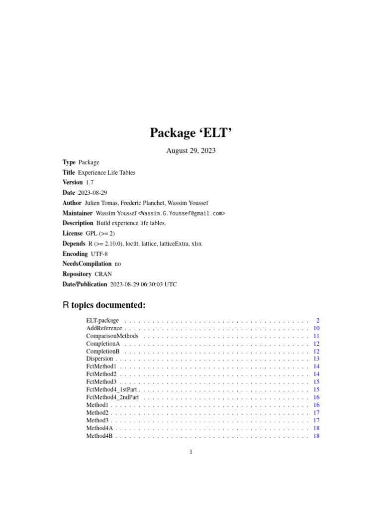 Package ELT': R Topics Documented | PDF | Computer Programming | Software Engineering
