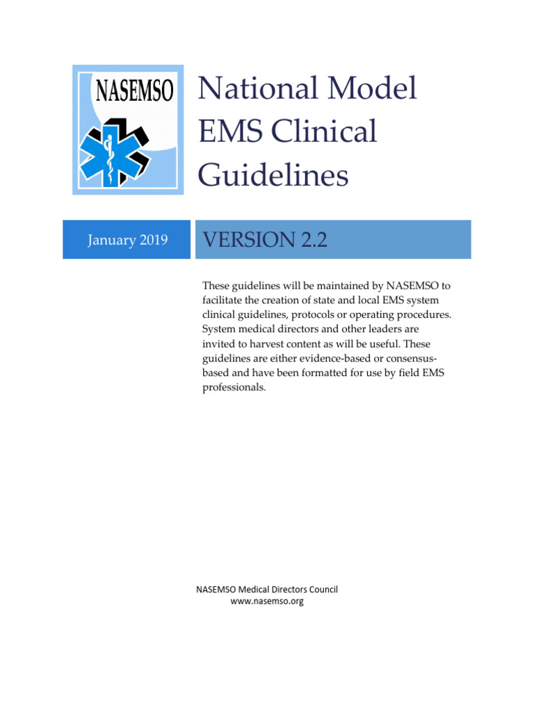 National Model EMS Clinical Guidelines 2017 PDF Version 2.2 | PDF | Emergency Medical Services ...