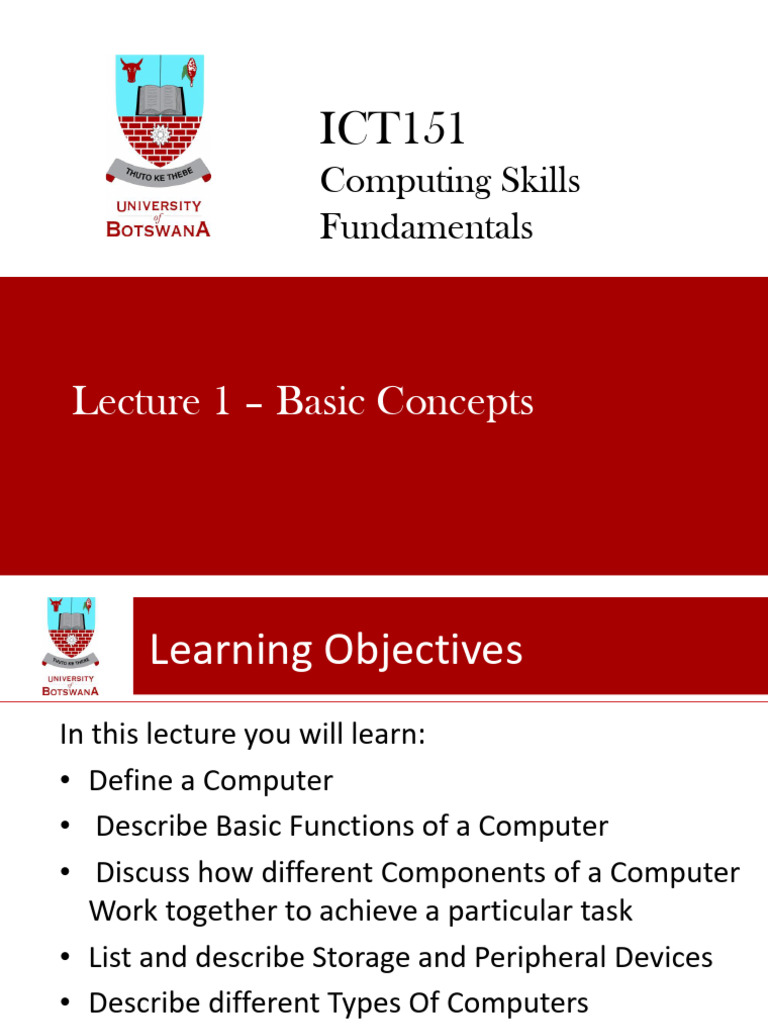 Lecture 1 Basic Concepts Pdf Computer Data Storage Personal Computers