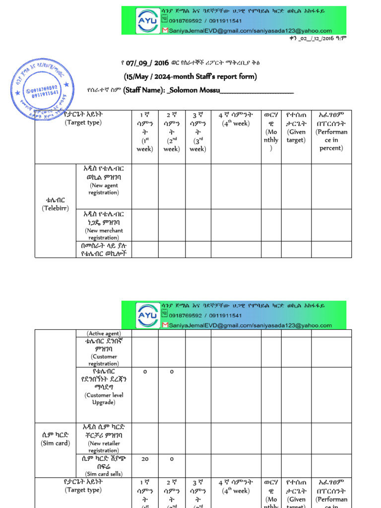 Target and Report Form 02 | PDF