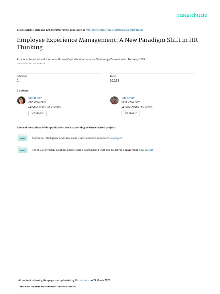 Employee Experience Management A New Paradigm Shift in HR Thinking ...