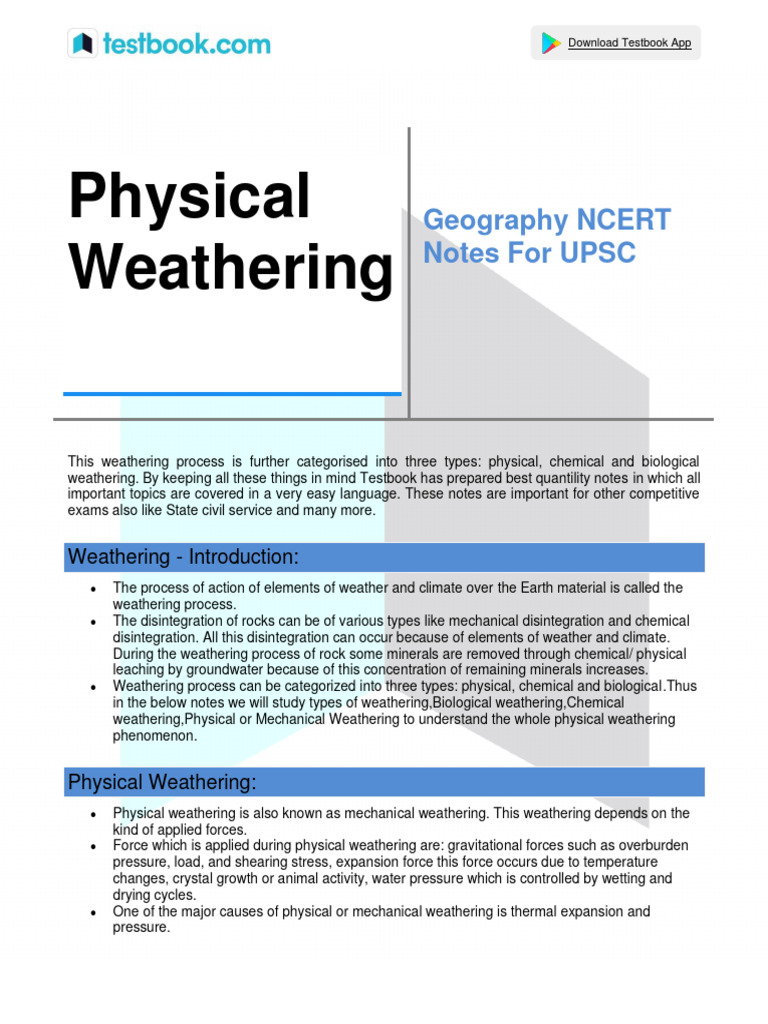 UPSC Geography: Weathering Notes | PDF | Weathering | Earth Sciences