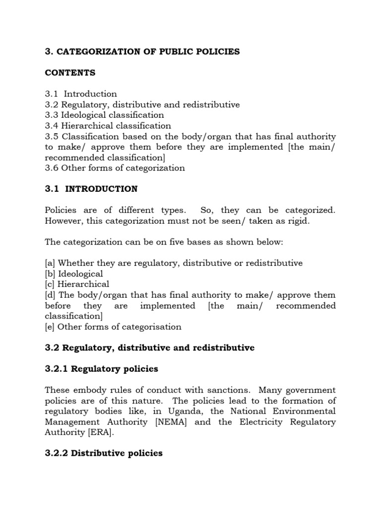 Lecture Notes Topic 3- CATEGORIZATION OF PUBLIC POLICIES | PDF ...