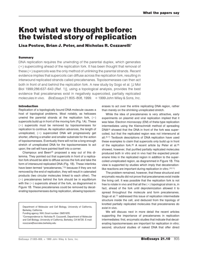 Lisa Postow, Brian J. Peter, and Nicholas R. Cozzarelli - Knot What We ...