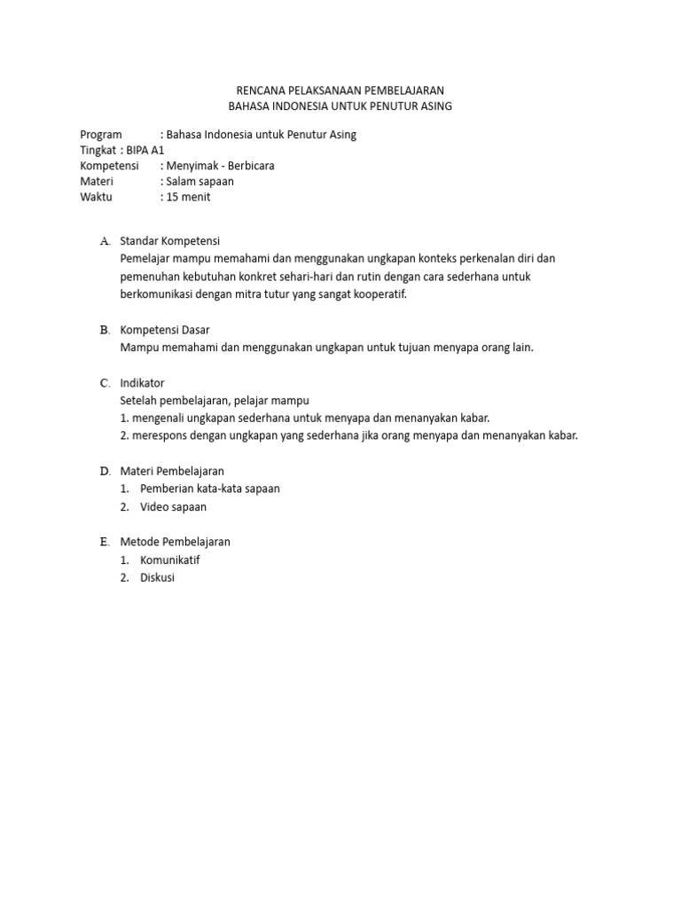 Muhammad Rahmat Alimuddin Lesson Plan | PDF | Kajian Bahasa Asing