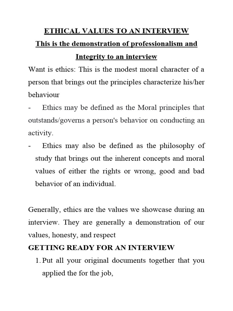 ETHICAL VALUES | PDF