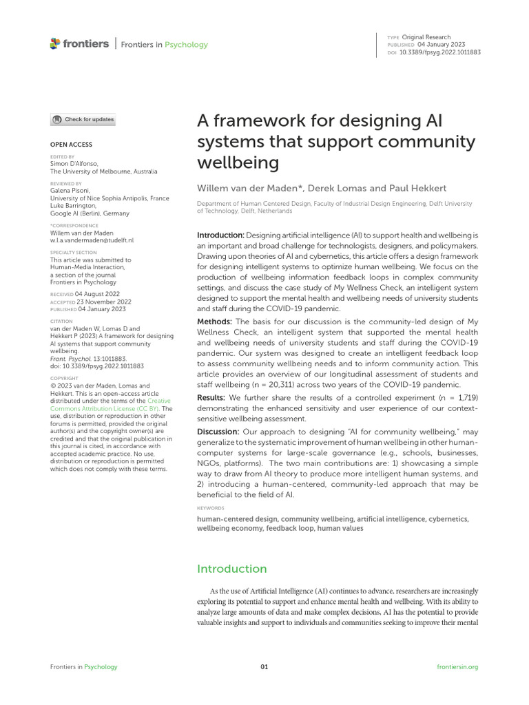 A Framework For Designing AI Systems That Support Community Wellbeing (ResearchGate) | PDF ...