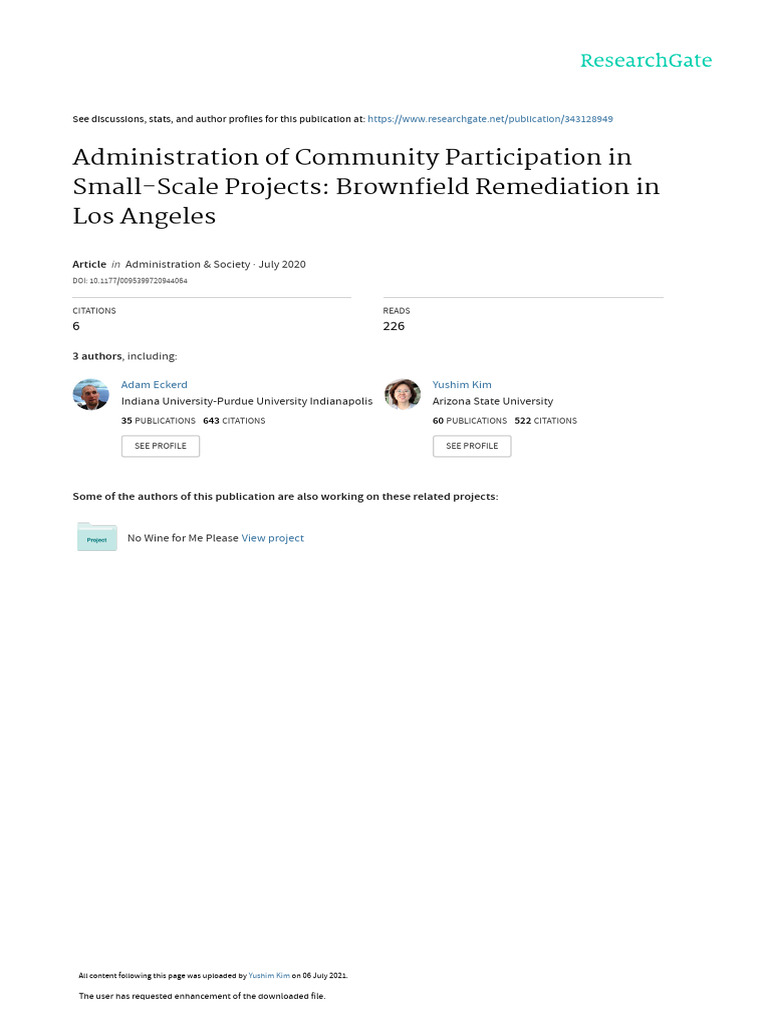 Administration of Community Participation in Small-Scale Projects ...