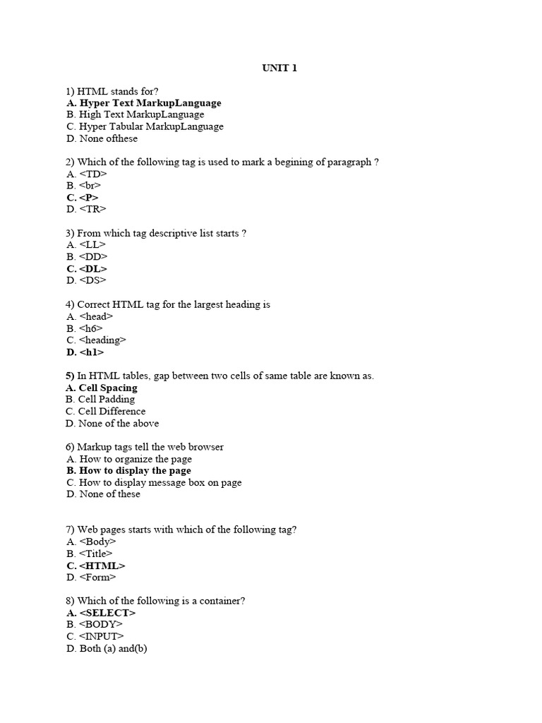 Html Unit1and2 Notes Pdf Html Html Element 9038