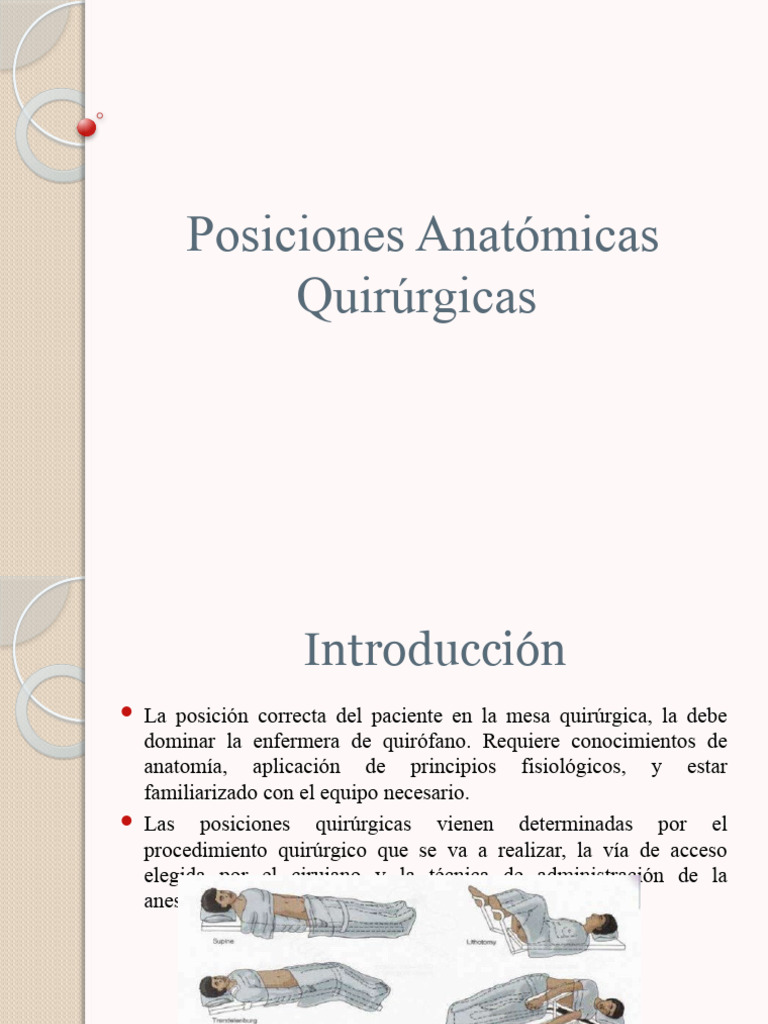 Posiciones Anatómicas Quirúrgicas | PDF | Cirugía | Abdomen