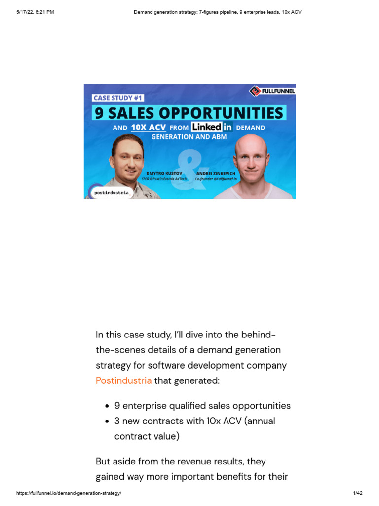 Demand Gen Case Study: 7-Figure Pipeline | PDF | Linked In | Marketing