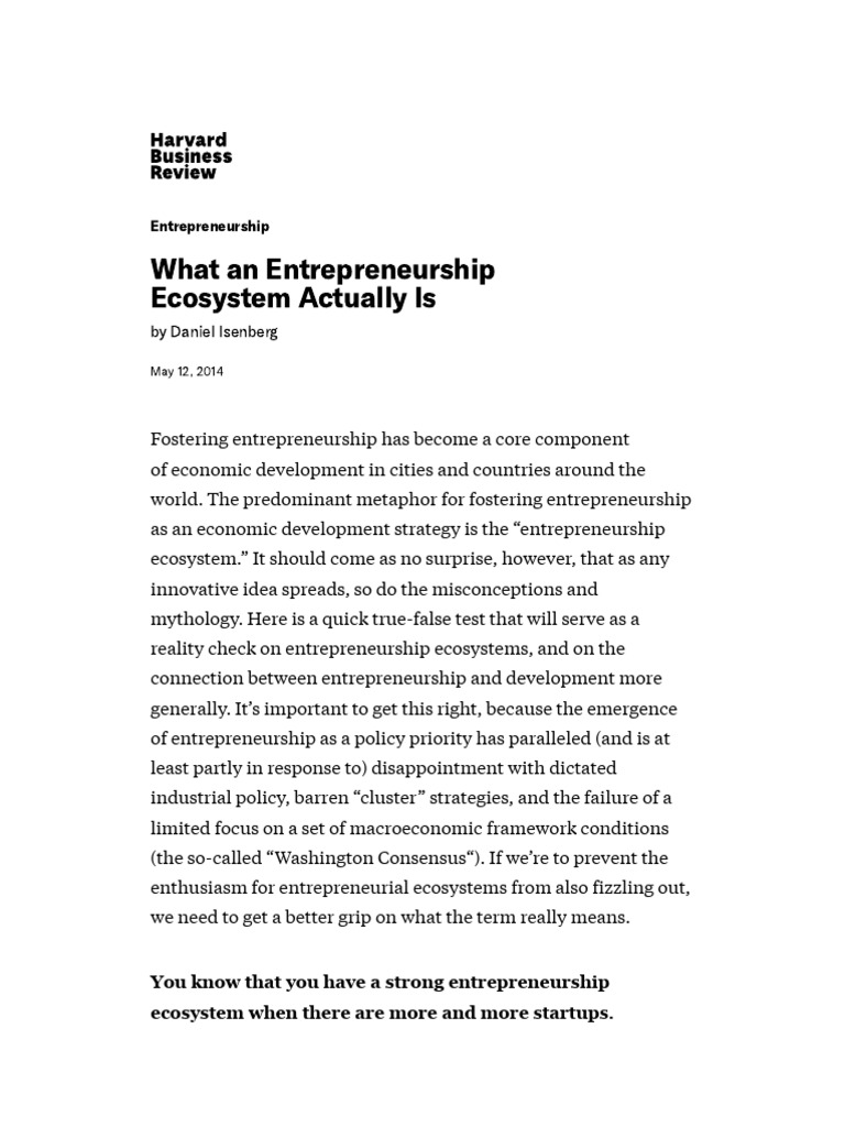 Understanding Entrepreneurship Ecosystems | PDF | Entrepreneurship ...