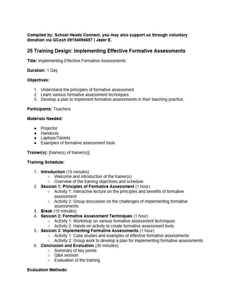 25 Training Design - Implementing Effective Formative Assessments | PDF ...