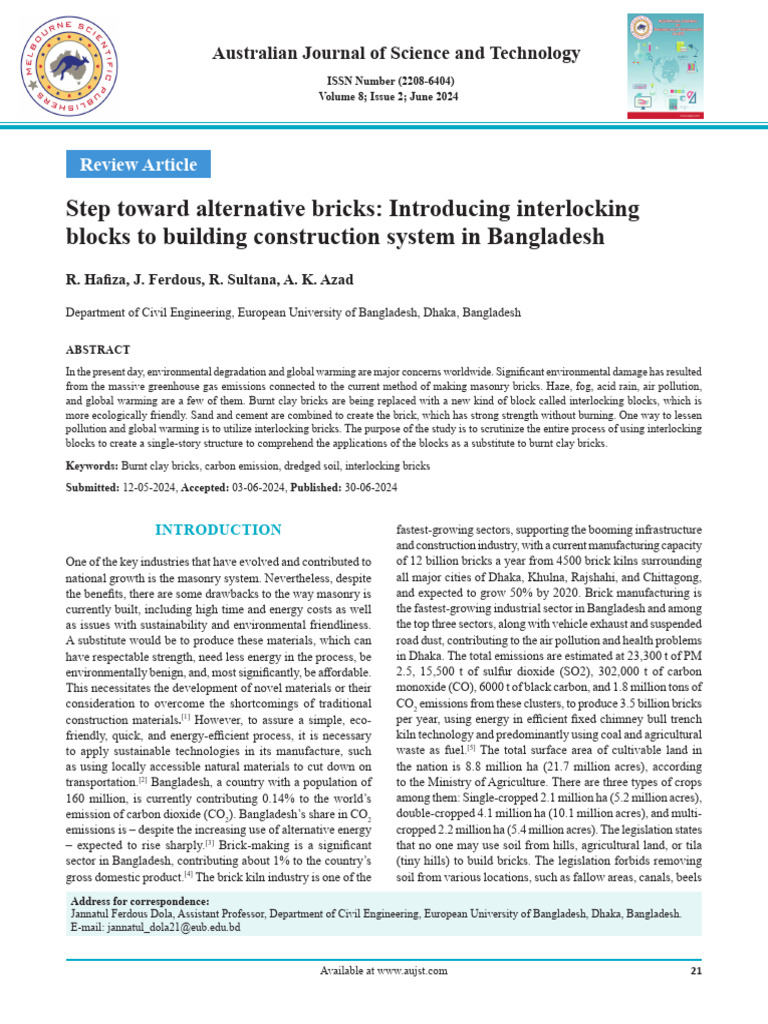 Step Toward Alternative Bricks: Introducing Interlocking Blocks To Building Construction System ...