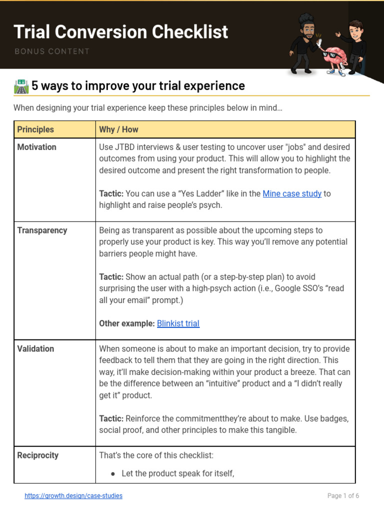 trial-conversion-checklist | PDF | Experience | Social Psychology