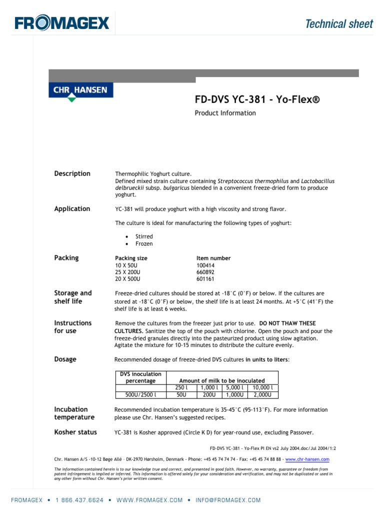 Yc 381 Yo Flex | PDF | Yogurt | Dairy Products