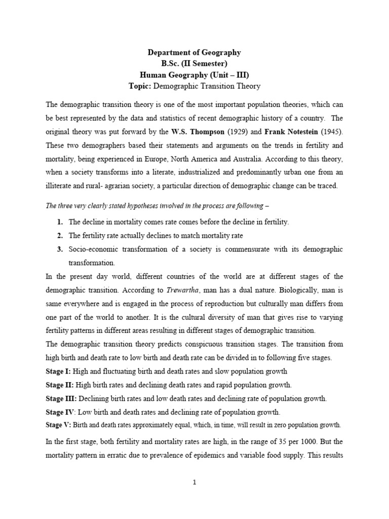 Demographic Transition Theory | PDF | Population Growth | Population