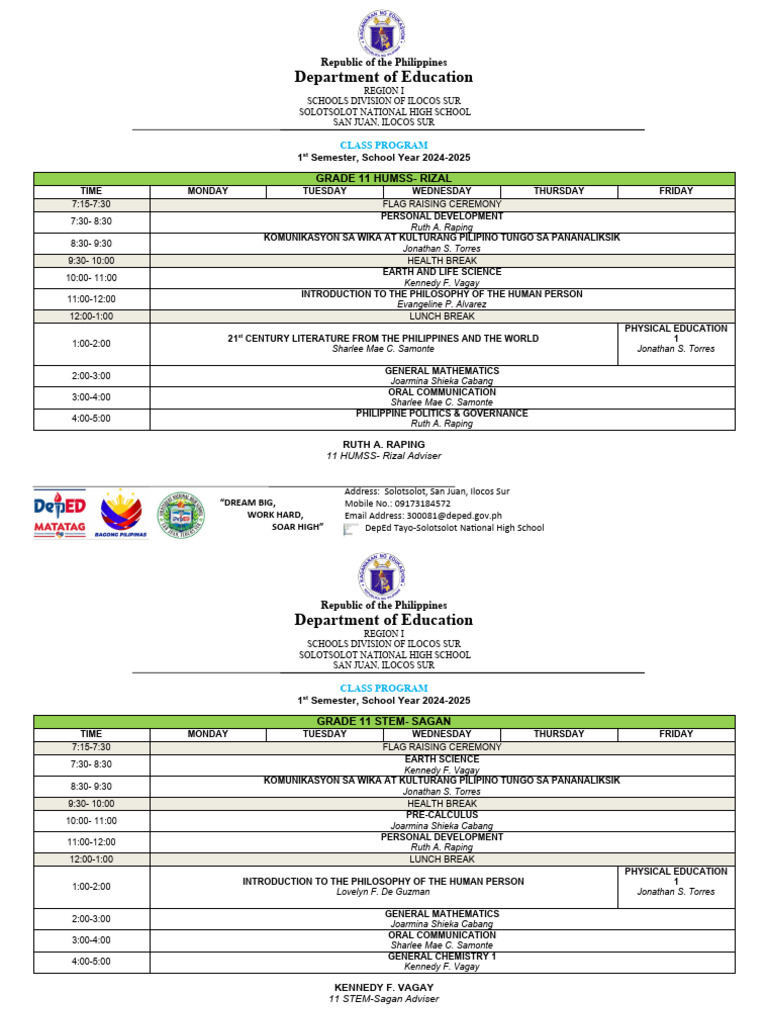 SHS TEACHERS PROGRAM 24-25 (1ST SEMESTER) | PDF | Academic Term | Philippines