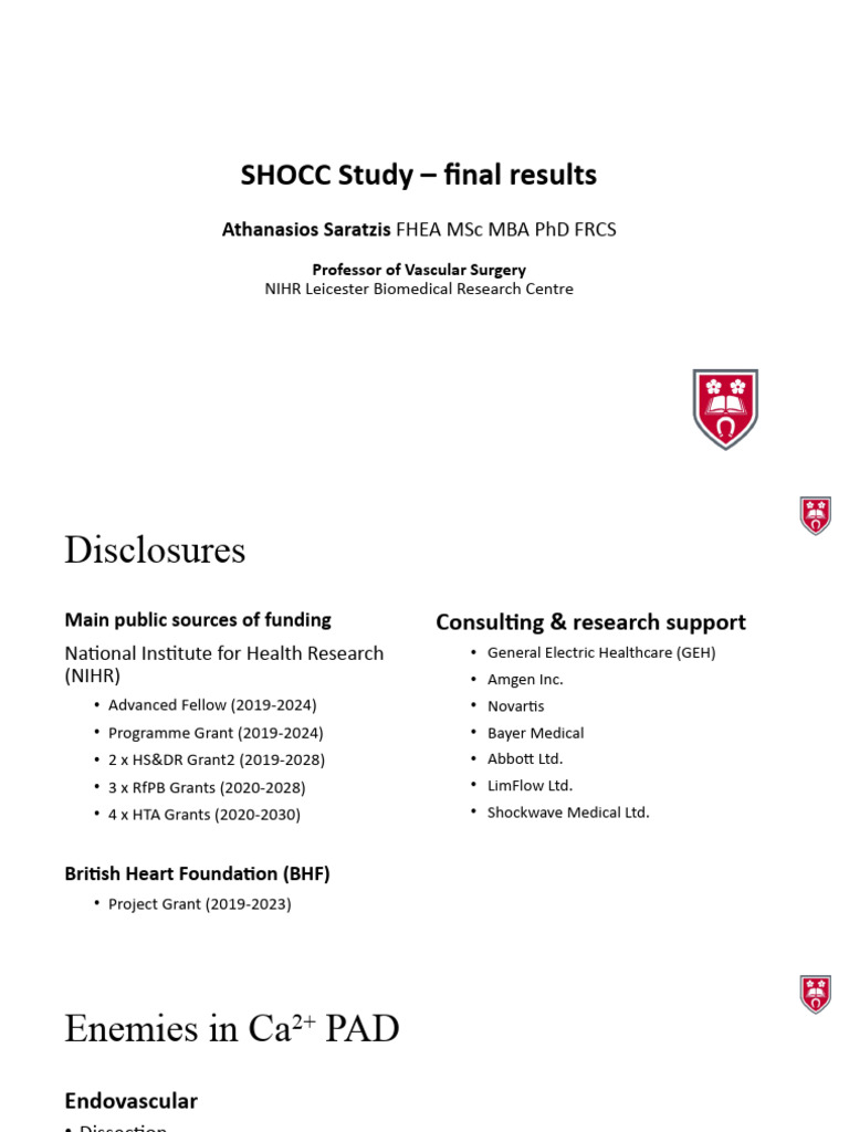 SHOCC Study: IVL in Calcified PAD Results | PDF | Medical Specialties ...