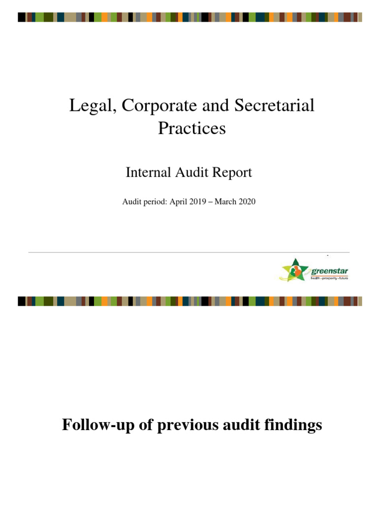 Internal Audit Report Legal Corporate and Secretarial Practices | PDF ...