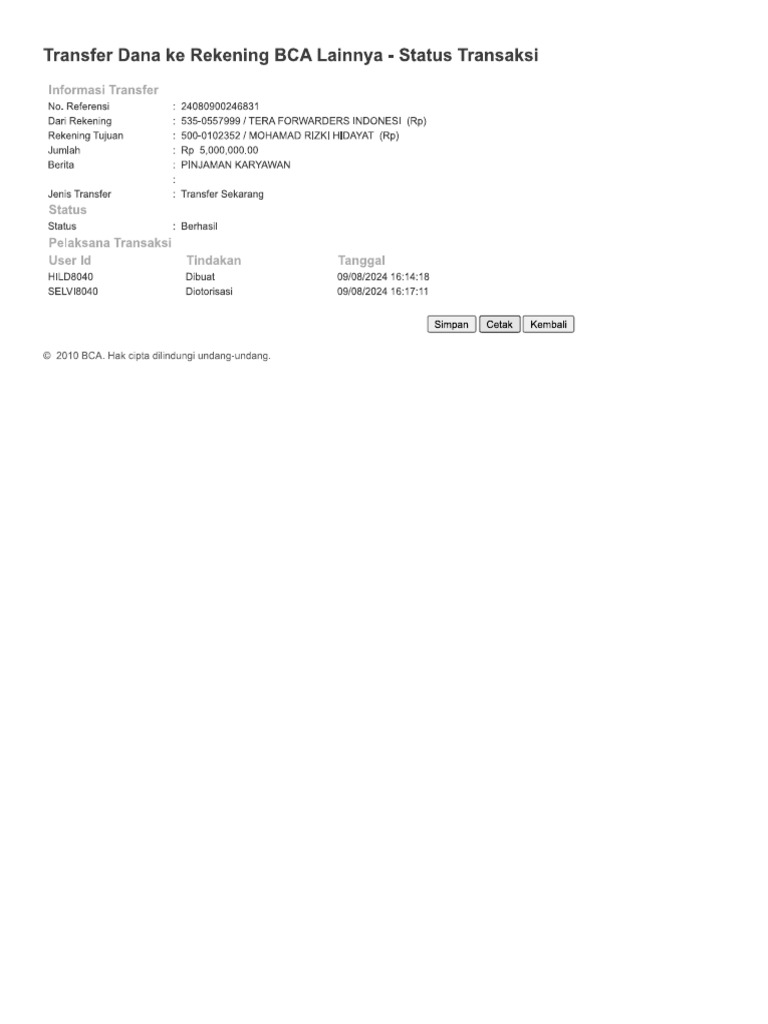 Rzky Pinjaman Karyawan | PDF