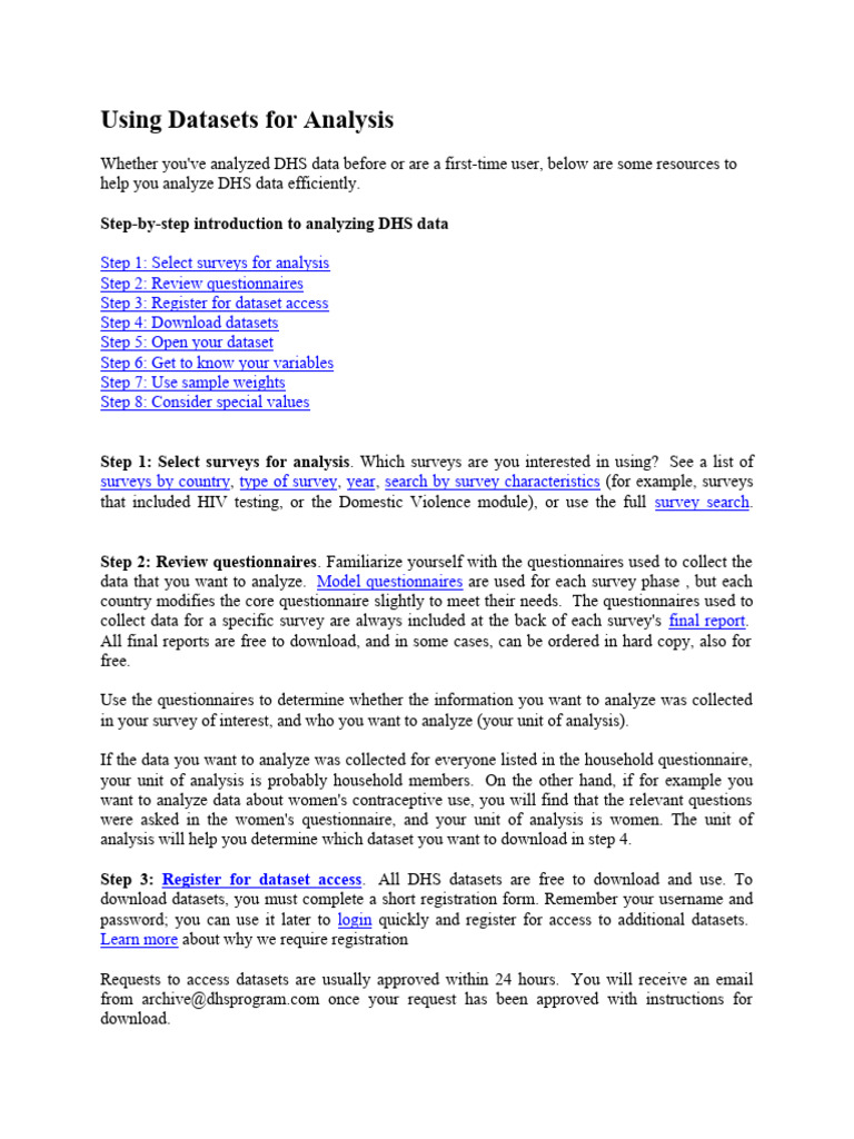 Using Datasets For Analysis | PDF | Survey Methodology | Questionnaire