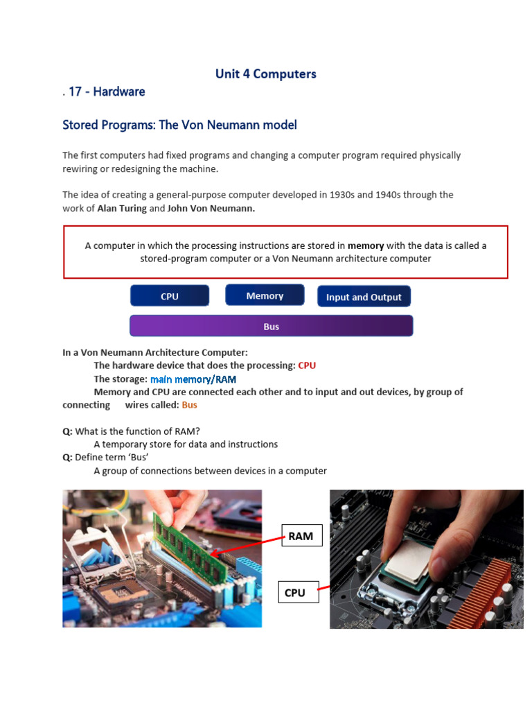 Unit 4 COMPUTERS Hardware 1 | PDF | Computer Data Storage | Random Access Memory