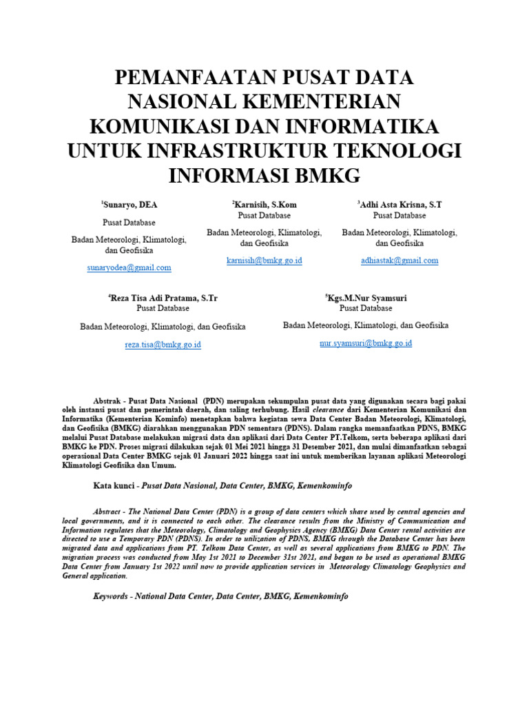 Migrasi Data BMKG ke Pusat Data Nasional | PDF | Teknologi & Rekayasa