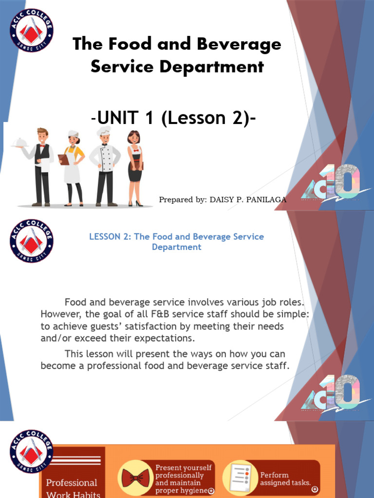 INTRO - UNIT-1-LESSON-2-Food and Beverage Service Staff | PDF ...