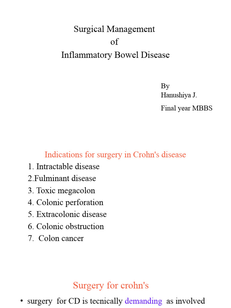 Surgical Management of Ibd by 39 | PDF | Crohn's Disease | Inflammatory ...