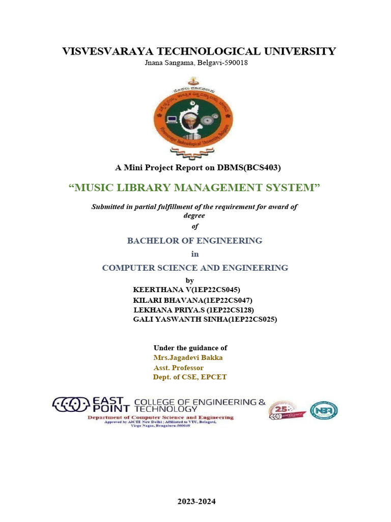 Mini Project Report DBMS Final | PDF | Html | My Sql