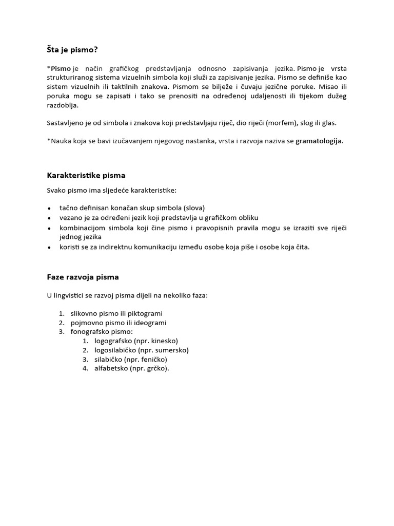 Razvoj Pisma | PDF