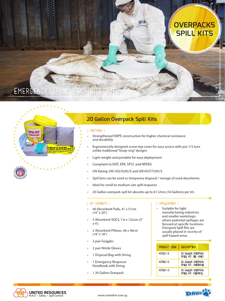 20 Gallon Overpack Spill Kits Overview | PDF | Pollution