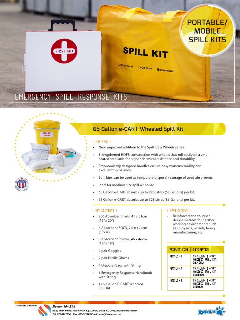 65 95 Gallon e Cart Wheeled Spill Kit Ur Spill | PDF | Materials