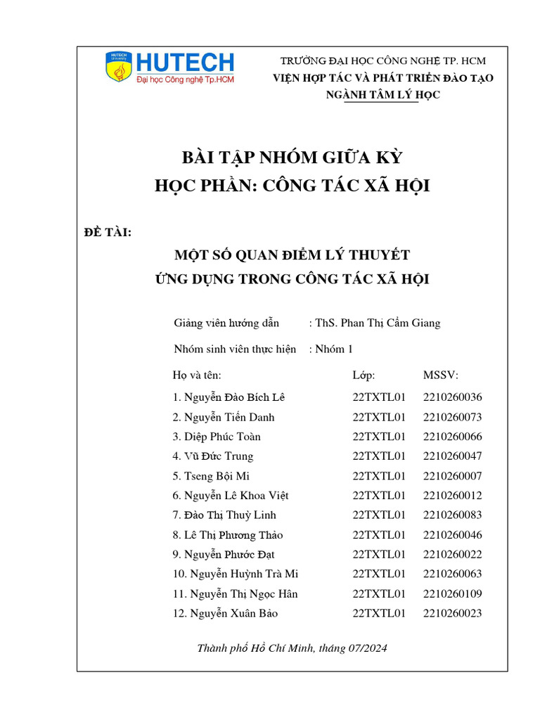 Nhom1 BTGK Cong-Tac-Xa-Hoi 22TXTL01 | PDF