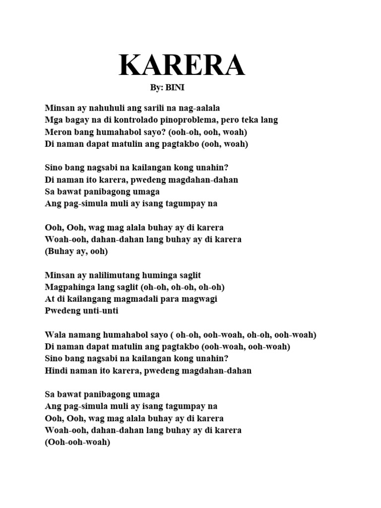 Karera (Buhay Ay 'Di Karera) | PDF