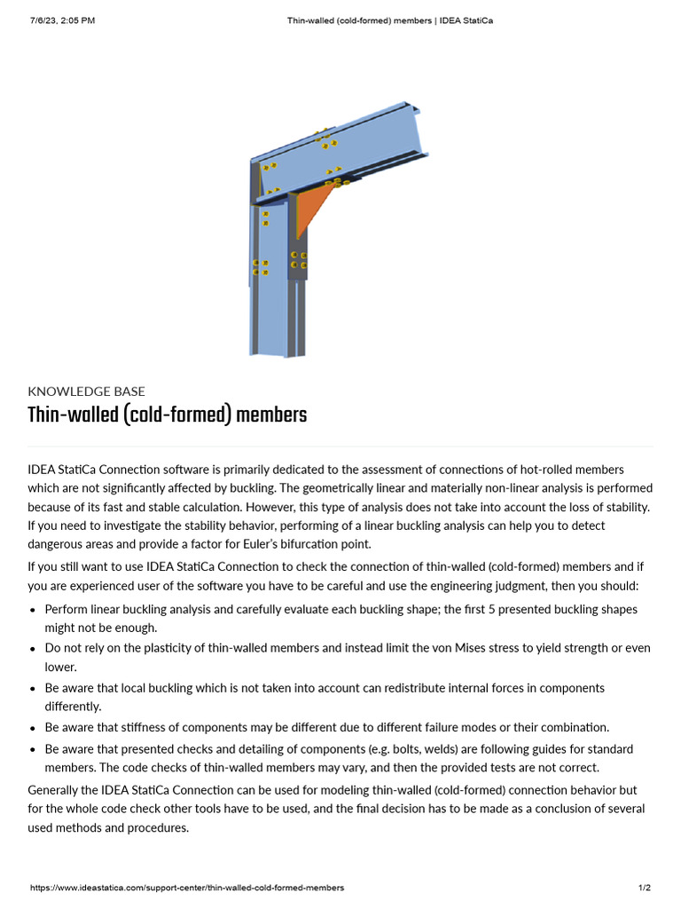 Thin-Walled (Cold-Formed) Members - IDEA StatiCa | PDF | Buckling ...