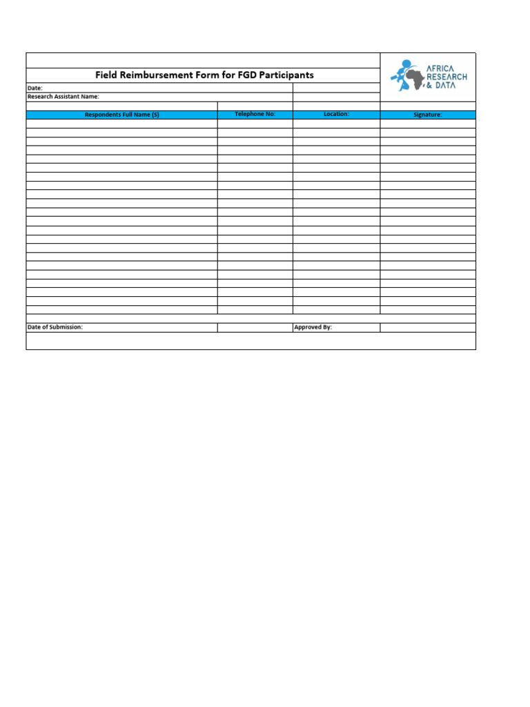 Field Reimbursement Form for FGD Participants | PDF