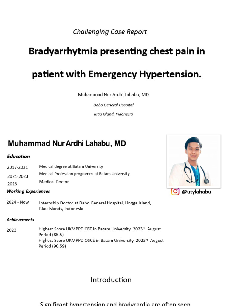 Case Report Paper HT Emergency NSTE-ACS in AVB | PDF | Thorax | Pain