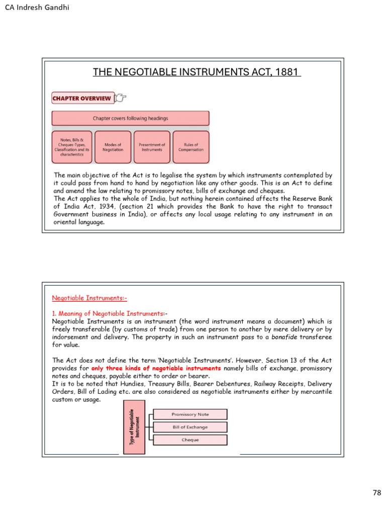 Negotiable Instrument Act | PDF | Negotiable Instrument | Cheque