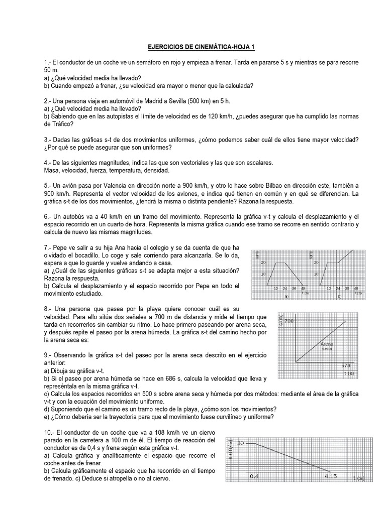 Ejercicios Prácticos de Cinemática | PDF | Velocidad | Vector Euclidiano
