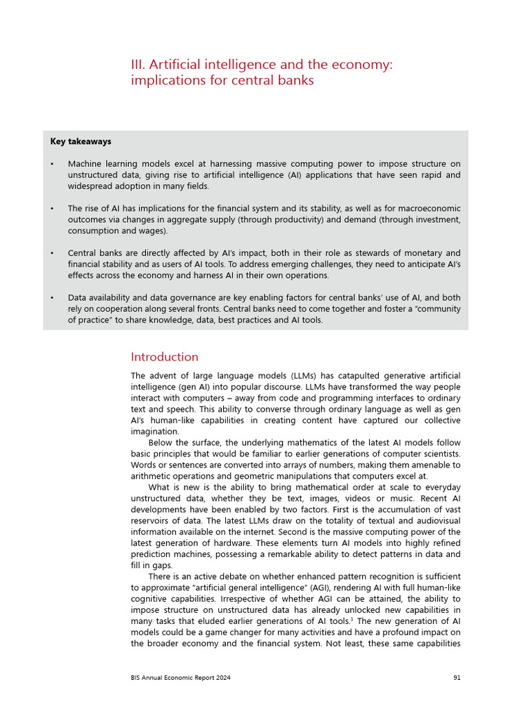 BIS - Artificial Intelligence and The Economy | PDF | Artificial ...