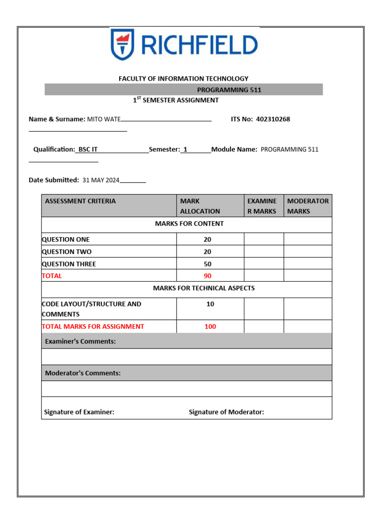Programming Assignment Pdf String Computer Science Data Type 