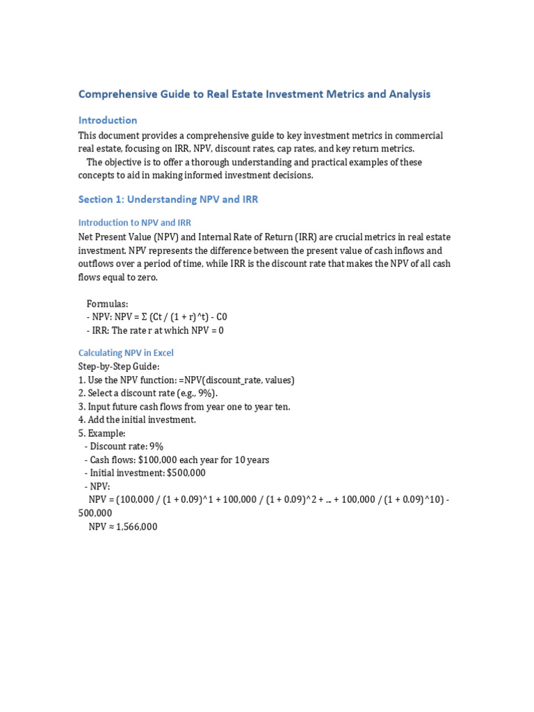Comprehensive Guide To Real Estate Investment Metrics and Analysis ...